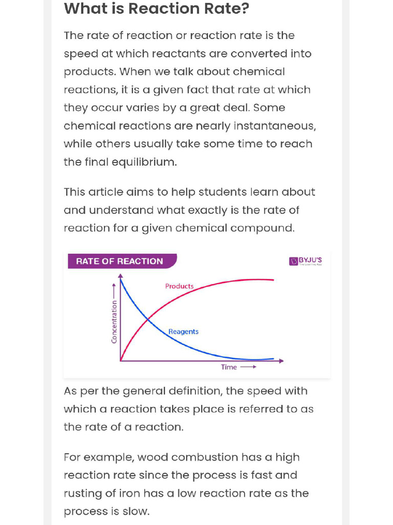 Rate of Reaction Notes | PDF