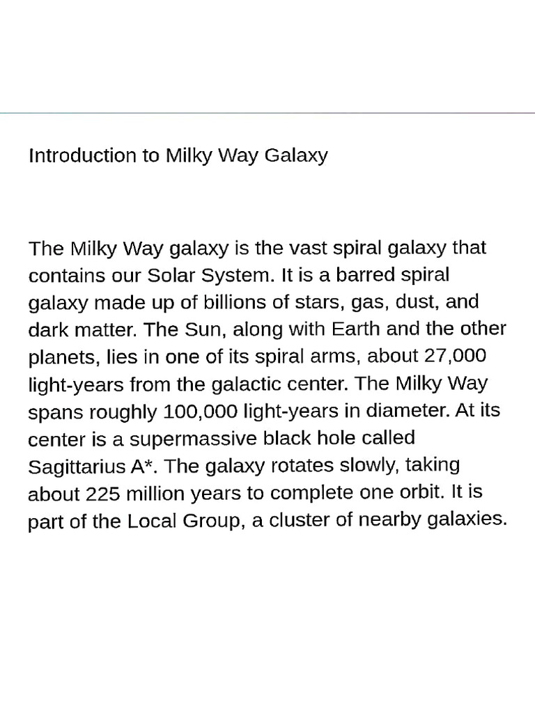 Introduction To Milky Way Galaxy | PDF