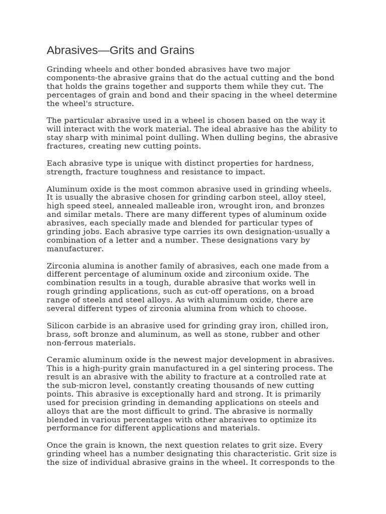 Abrasive Wheel Selection | PDF | Abrasive | Grinding (Abrasive Cutting)