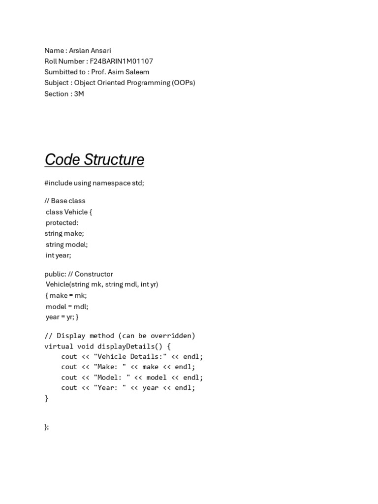 Oops Project by Arslan Ansari 3M | PDF | Computer Programming | Object Oriented Programming
