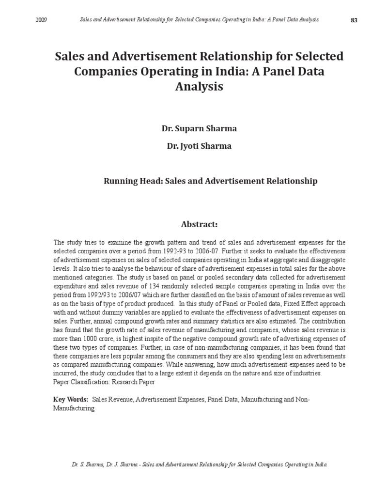 Sales Vs Advertisement Case Study | PDF | Dummy Variable (Statistics ...