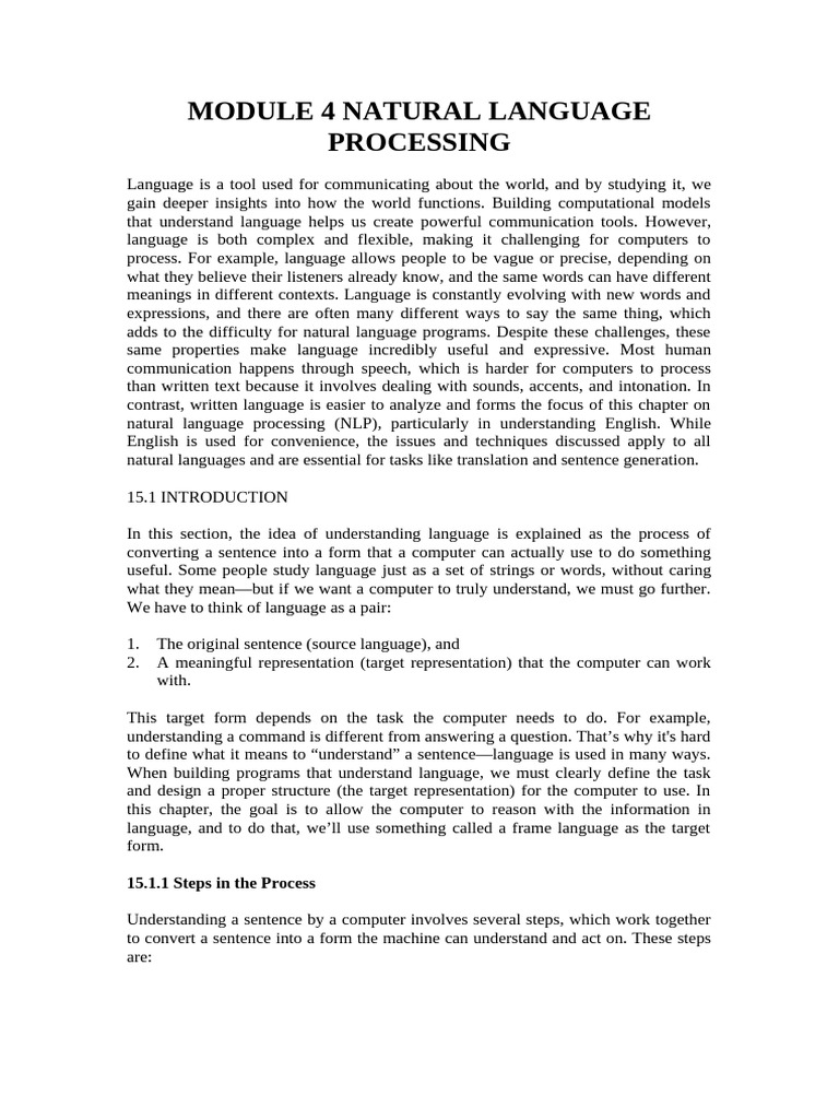 Understanding Natural Language Processing | PDF | Parsing | Semantics