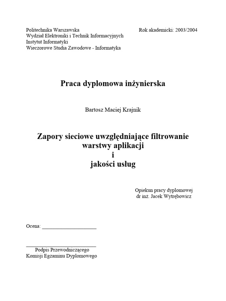 Praca Dyplomowa in Ynierska: Bartosz Maciej Krajnik | PDF