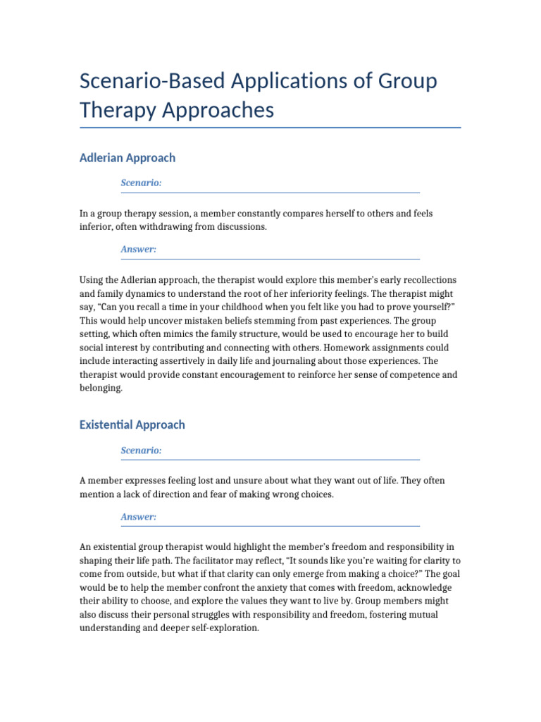 Group Therapy Scenarios | PDF | Psychotherapy | Gestalt Therapy
