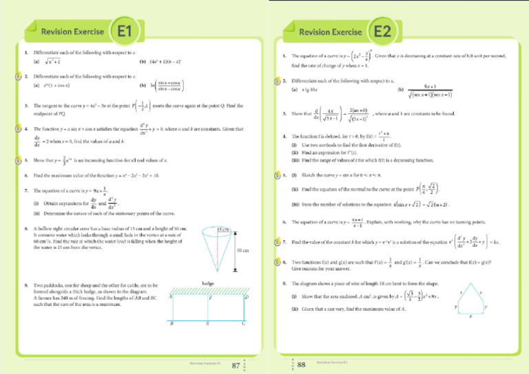 Revision Exercise E Think! Additional Mathematics Book B | PDF