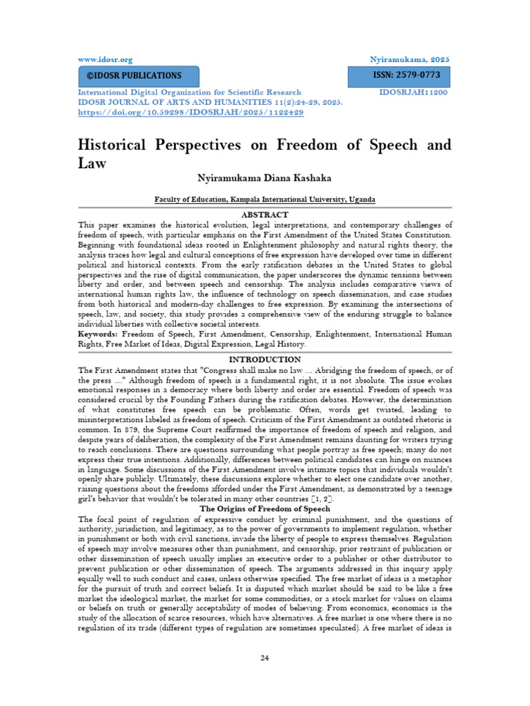 Historical Perspectives On Freedom of Speech and Law (WWW - Kiu.ac - Ug ...
