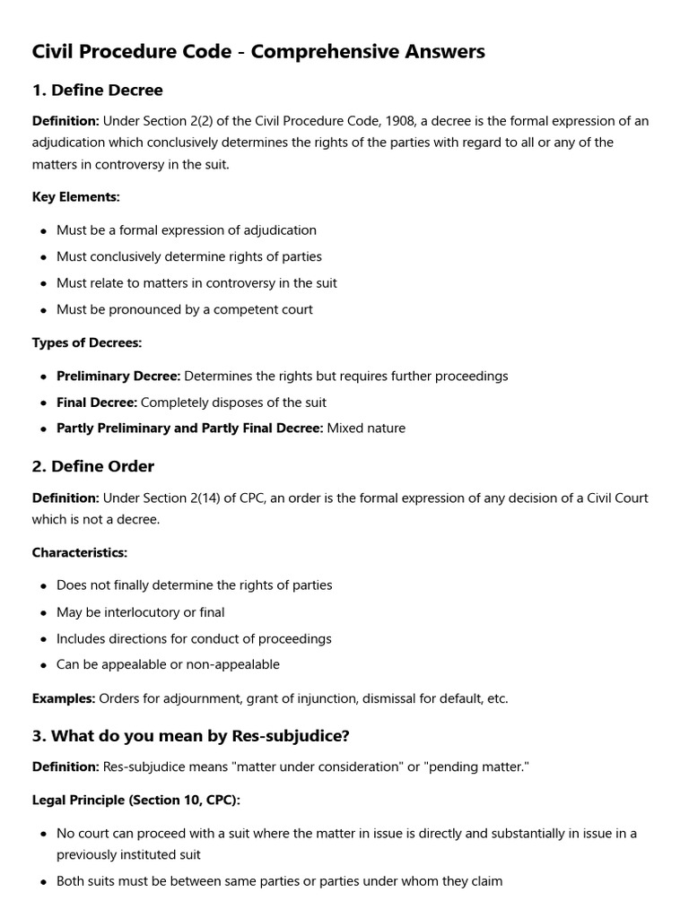 Understanding Decrees in Civil Procedure | PDF | Lawsuit | Decree