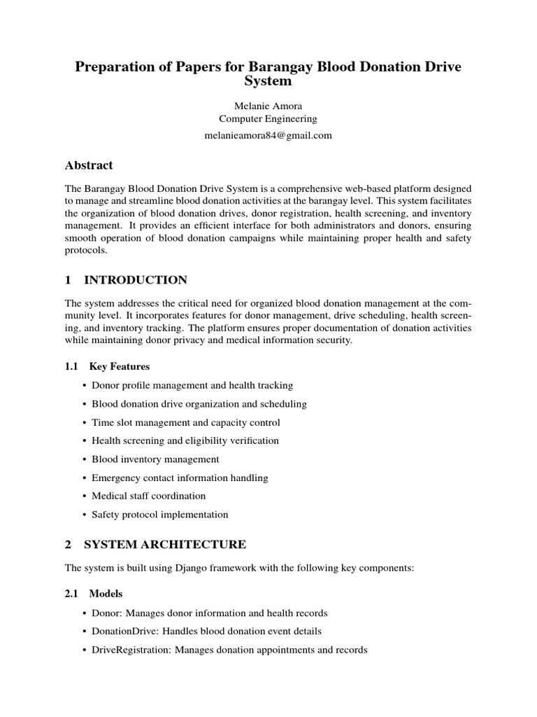 Amora Documentation Blood Donation System | PDF | Blood Donation | System