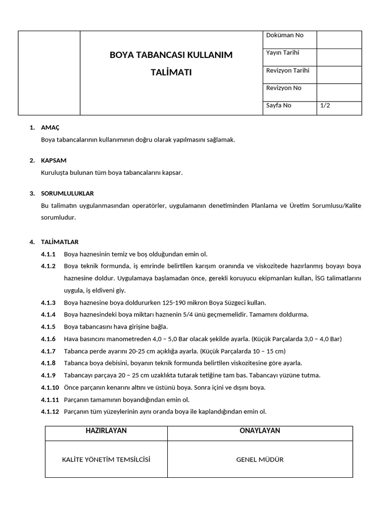 Boya Tabancasi Kullanim Tali̇mati | PDF