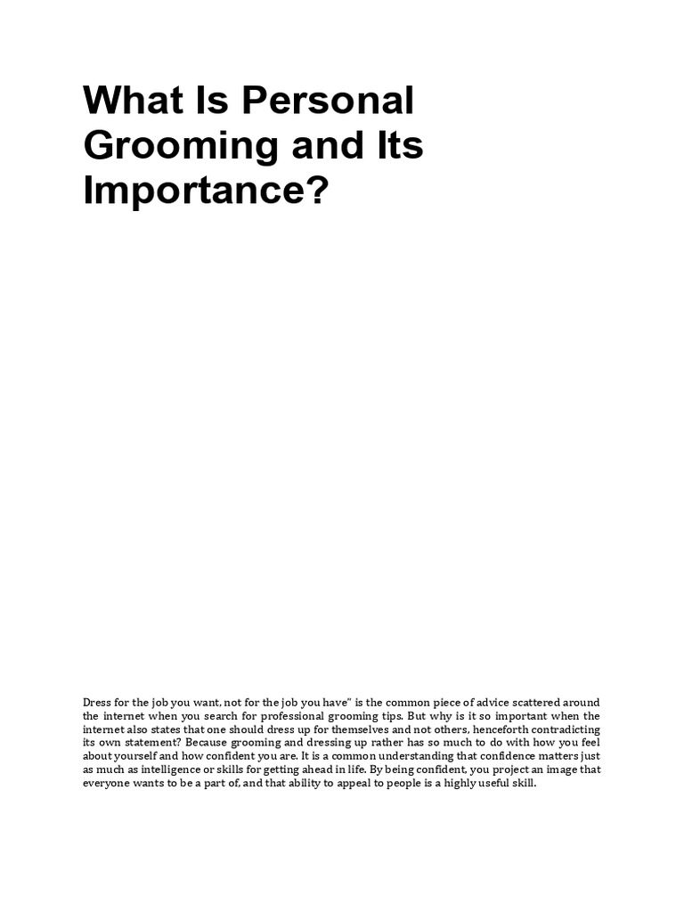 Importance of Personal Grooming Tips | PDF | Etiquette | Clothing