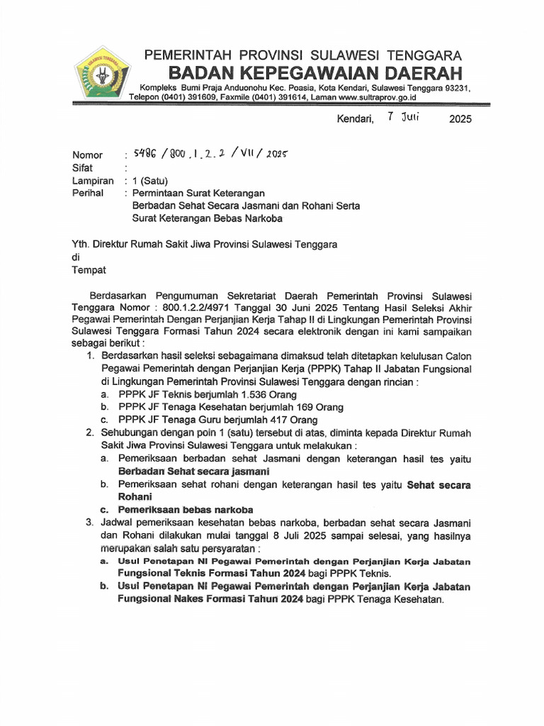 Surat Dan Lampiran Pemkes CPPPK Tahap II | PDF