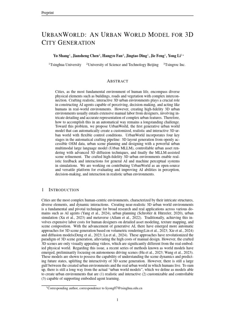 【城市世界模型】UrbanWorld An Urban World Model for 3D City Generation | PDF ...