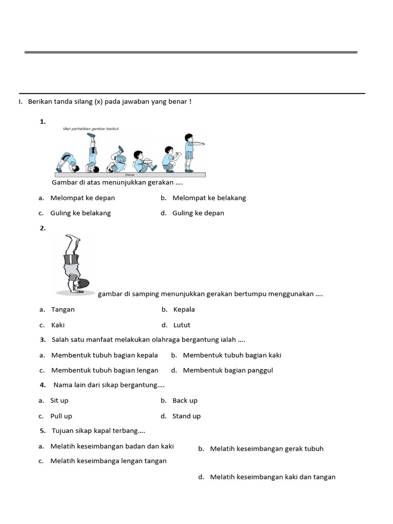 SOAL Assesment Tengah Semester II PJOK KELAS 6 | PDF