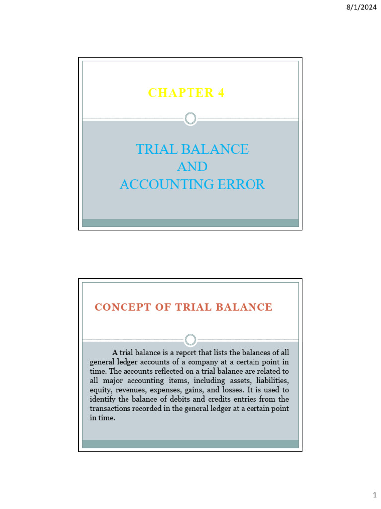 Trial Balance and Accounting Errors | PDF | Debits And Credits ...