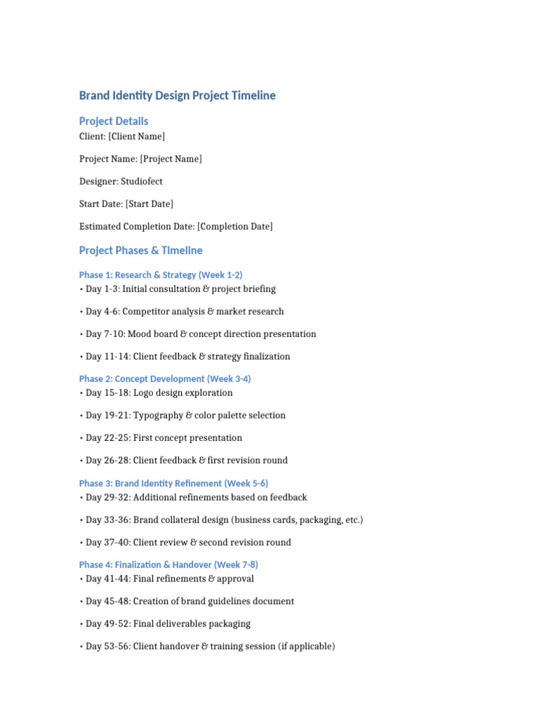Brand Identity Project Timeline | PDF