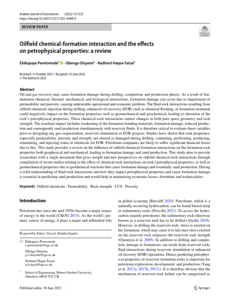 Oilfield Chemical Formation Interaction | PDF | Porosity | Enhanced Oil ...