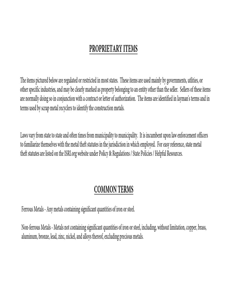 Regulated Scrap Metal Items Guide | PDF