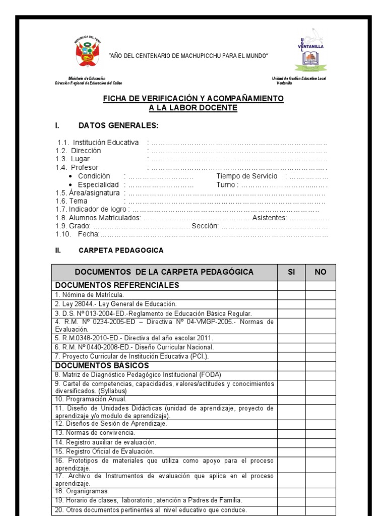Hoja de supervisión a docentes | Aprendizaje | Evaluación