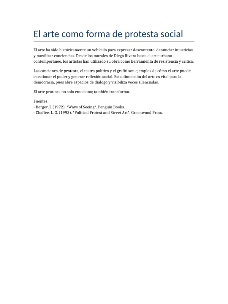 El Arte Como Forma de Protesta Social | PDF