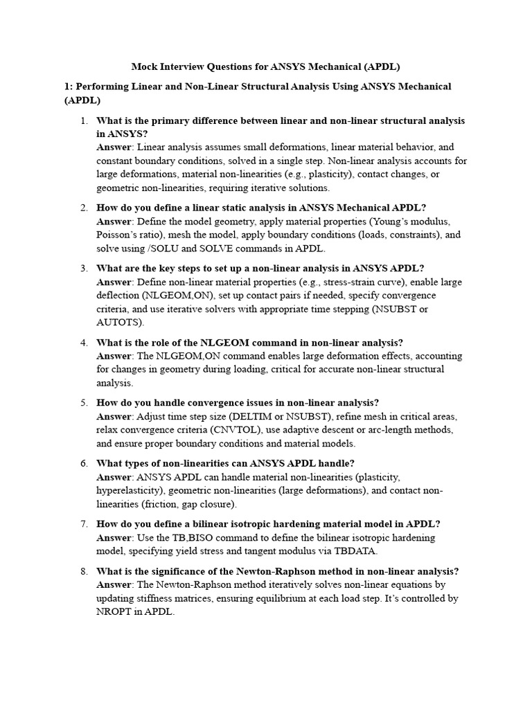 ANSYS Mechanical Interview Questions | PDF | Deformation (Engineering ...