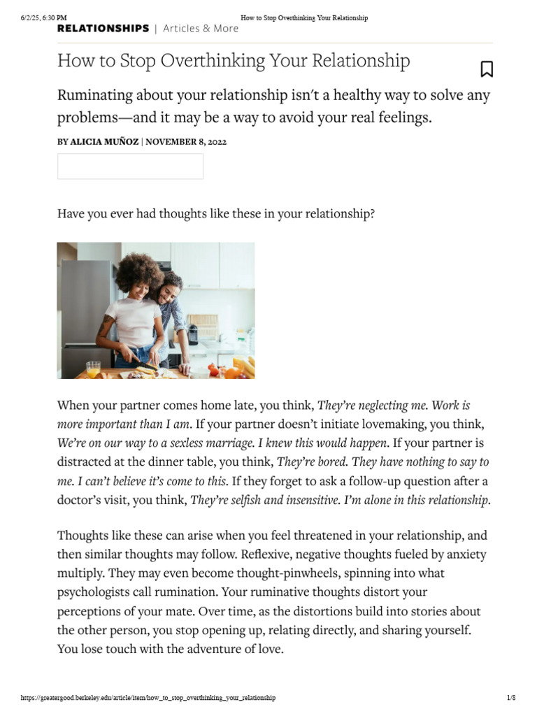 How to Stop Overthinking Your Relationship | PDF | Thought | Mind