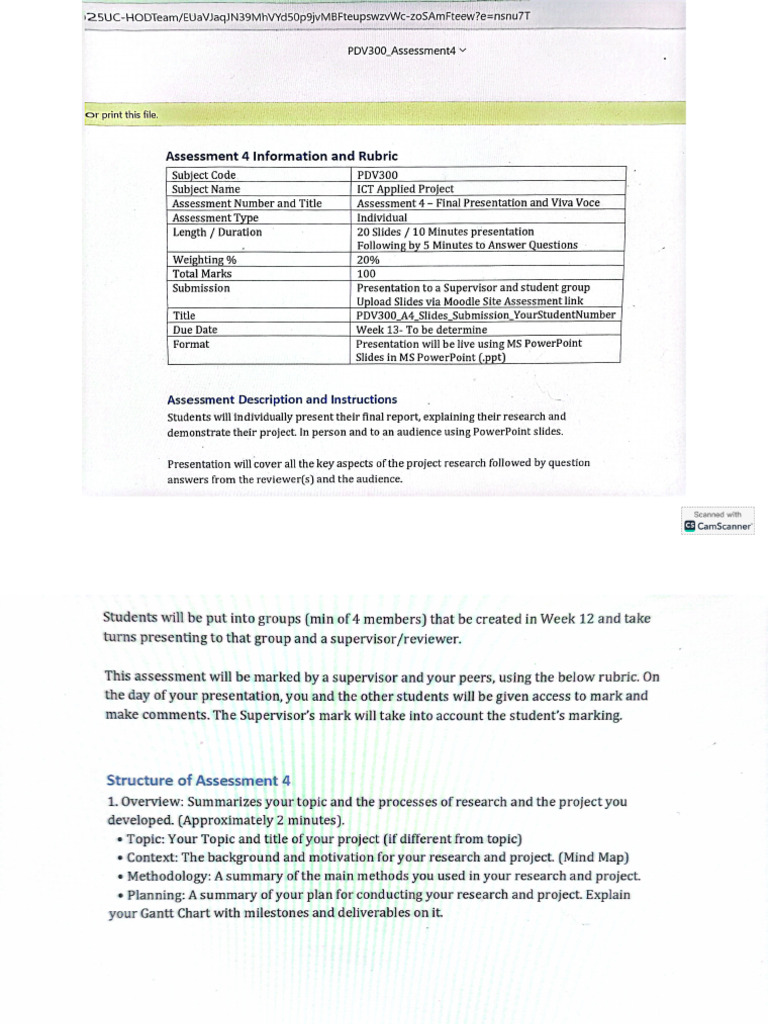 Assessment 4 - Information and Marking Ru | PDF