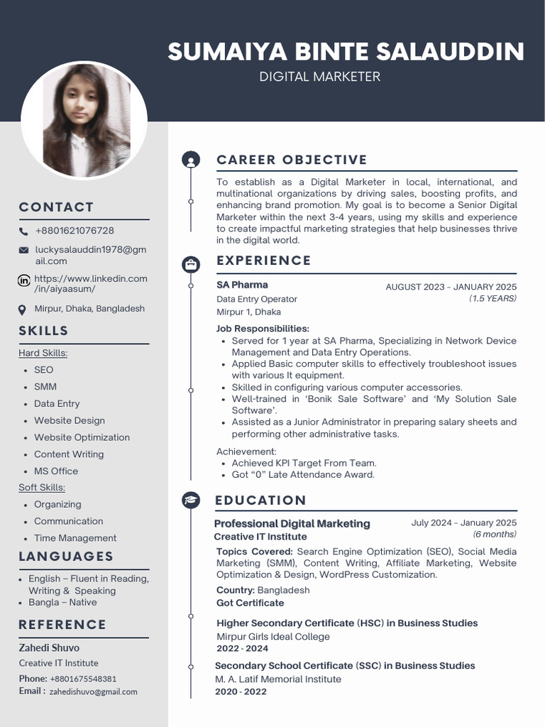 Sumaiya Binte Salauddin - Resume | PDF | Computing