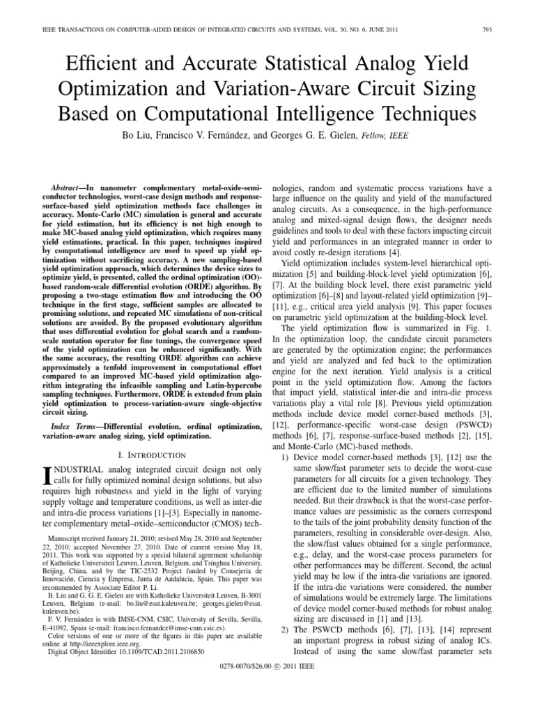 2011 Ef Cient and Accurate Statistical Analog Yield - Liu | PDF ...