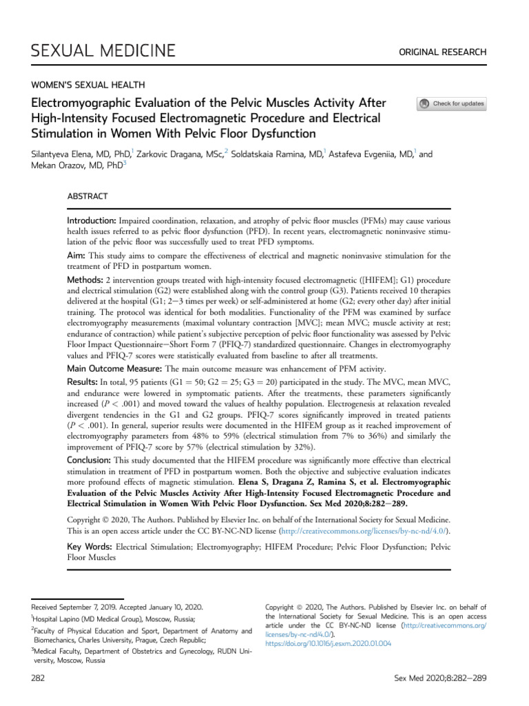 Electromyographic Evaluation of The Pelvic Muscles Activity | PDF ...