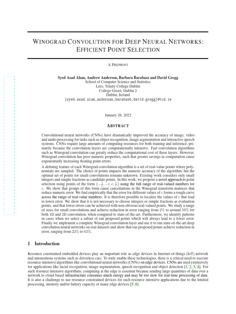 2022 Winograd Convolution For Deep Neural Networks - Alam | PDF | Fast Fourier Transform ...