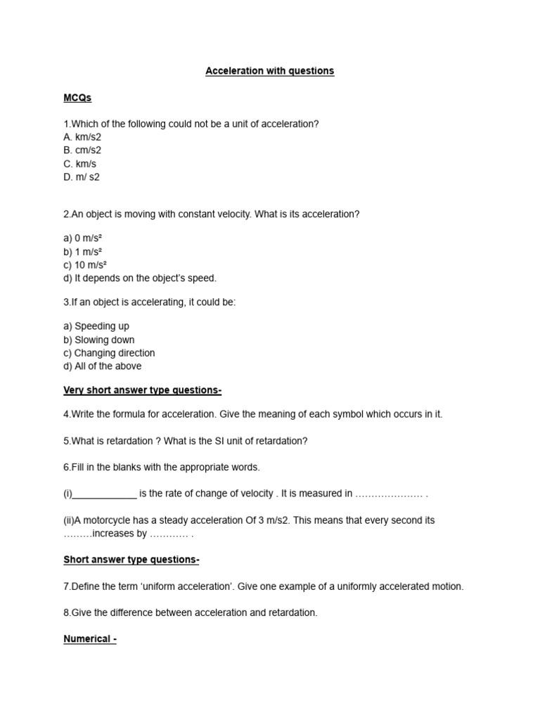 Acceleration With Questions - 250731 - 133031 | PDF