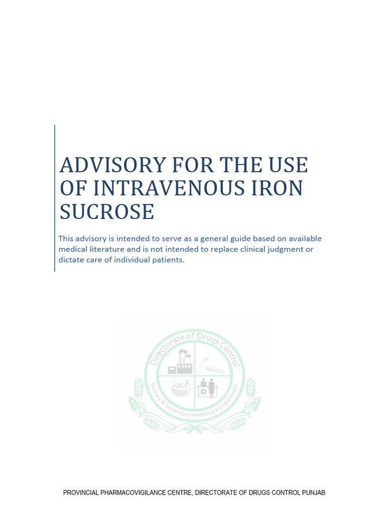 Iron Sucrose Advisory | PDF | Intravenous Therapy | Clinical Medicine
