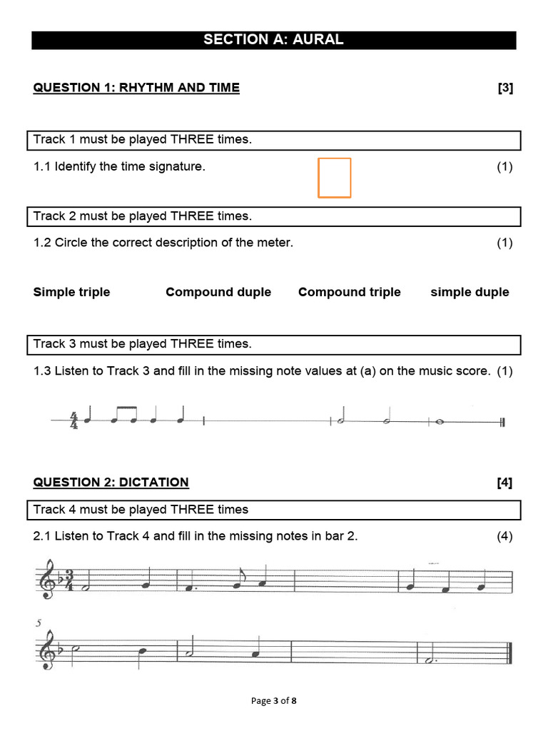 10 or 11 Aural Paper May 2018 | PDF