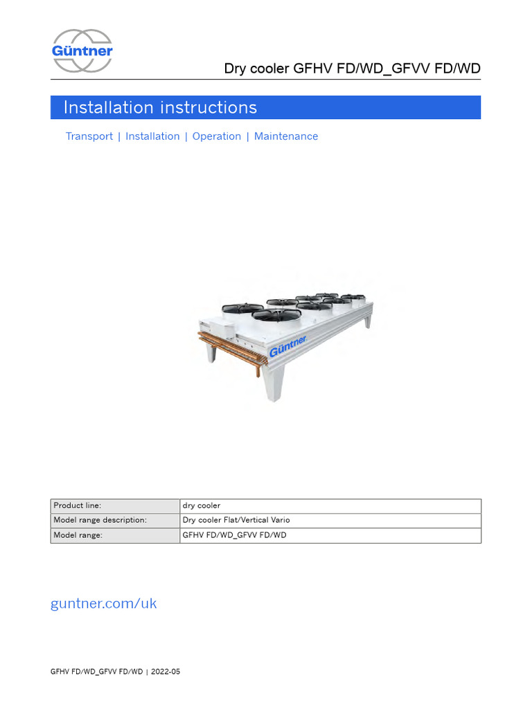 Dry Cooler GFHV FD/WD Installation Guide | PDF | Stress (Mechanics)