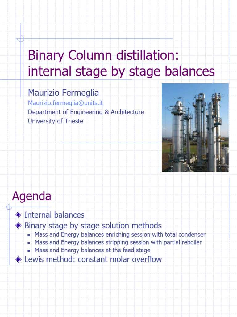 Binary Column Distillation Balances | PDF | Distillation | Continuum ...