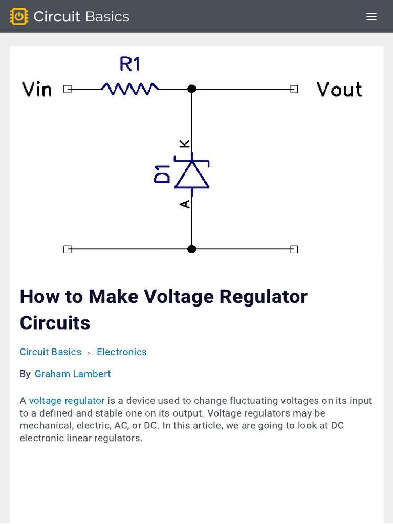 How to Build Voltage Regulator Circuits | PDF | Electrical Components ...