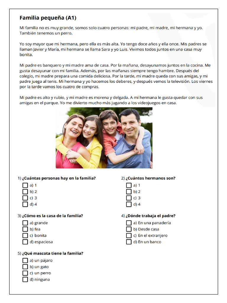 Mi Familia Reading Comprehension | PDF