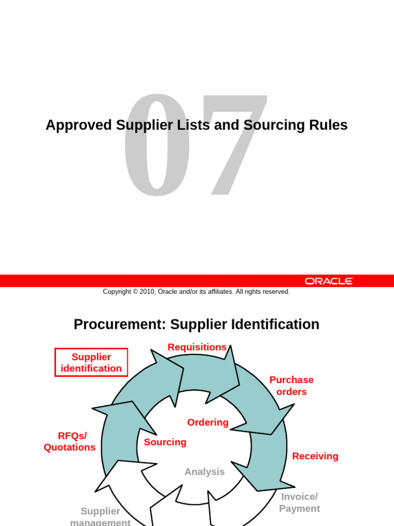 Supplier Lists and Sourcing Rules Guide | PDF | Computing
