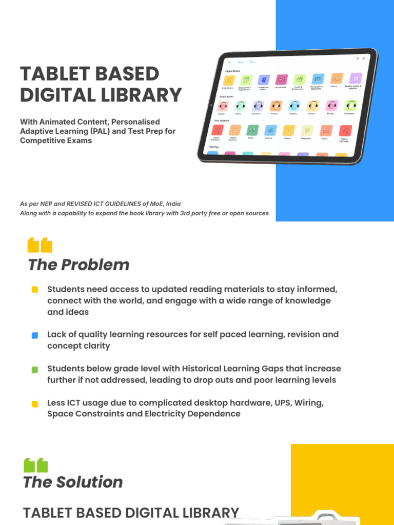 Tablet Based Digital Library With Learning Content, Test Prep and PAL ...