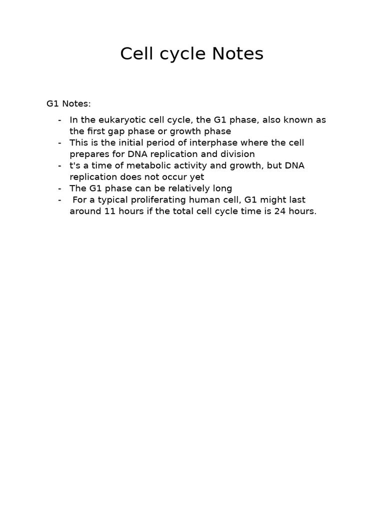 Cell Cycle Notes | PDF