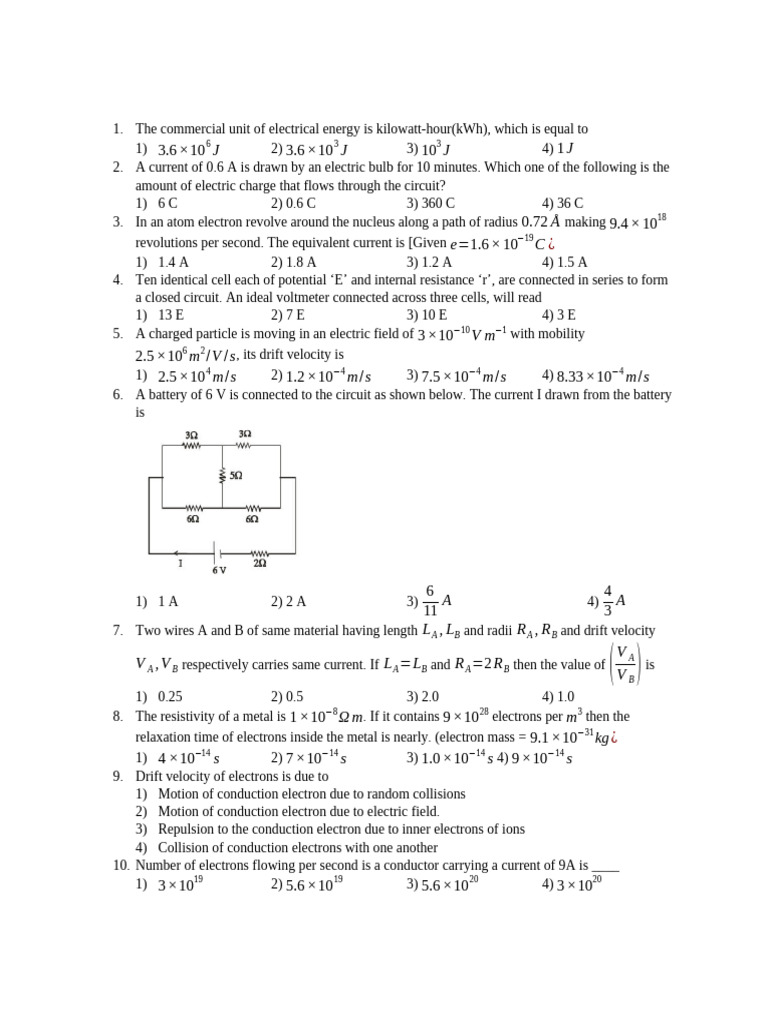 Electrical Concepts and Calculations Guide | PDF | Electric Current ...