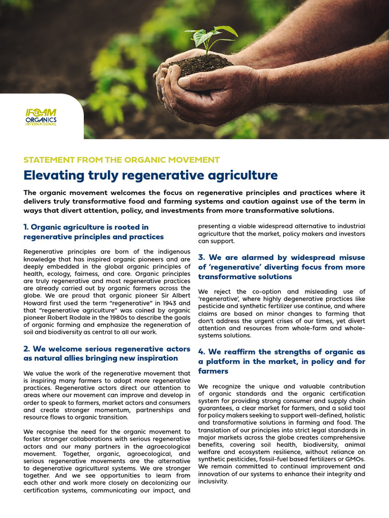 Elevating Truly Regenerative Agriculture: Statement From The Organic ...