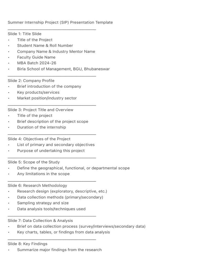Summer Internship Project Presentation Template | PDF