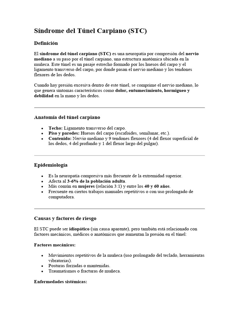 Síndrome Del Túnel Carpiano (STC) | PDF | Síndrome del túnel carpiano ...