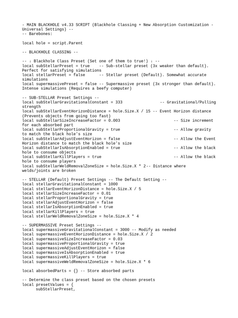 Main Blackhole v4.33 Script (Blac | PDF | Force | Black Hole