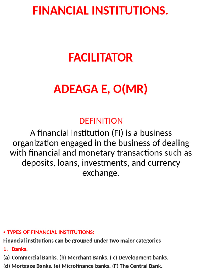 Financial Institutions Note For Grade 11 | PDF | Banks | Money