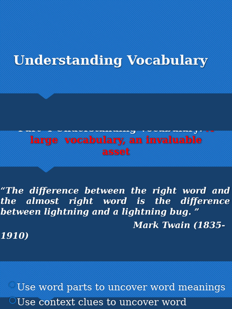 Understanding Vocabulary | PDF | Linguistics | Grammar