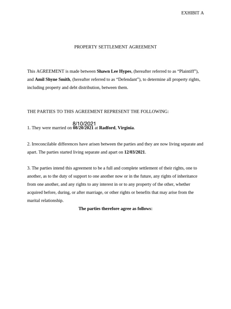 California Property Settlement Agreement | PDF | Divorce | Alimony