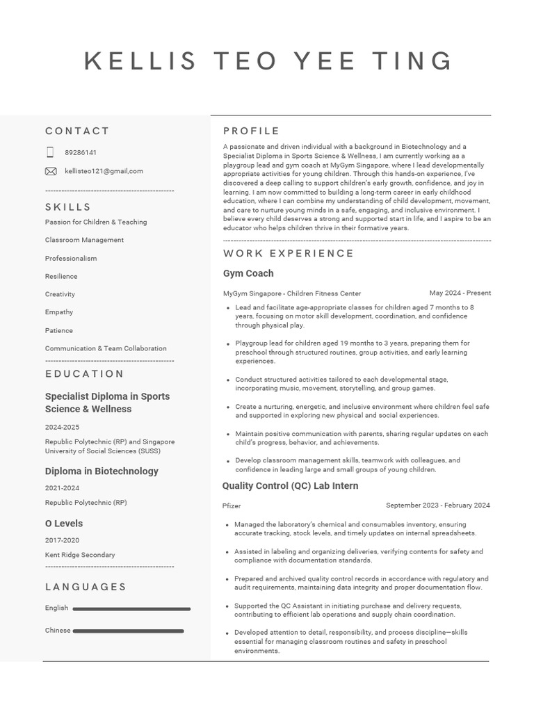 Minimalist White and Grey Professional Resume | PDF | Mentorship ...