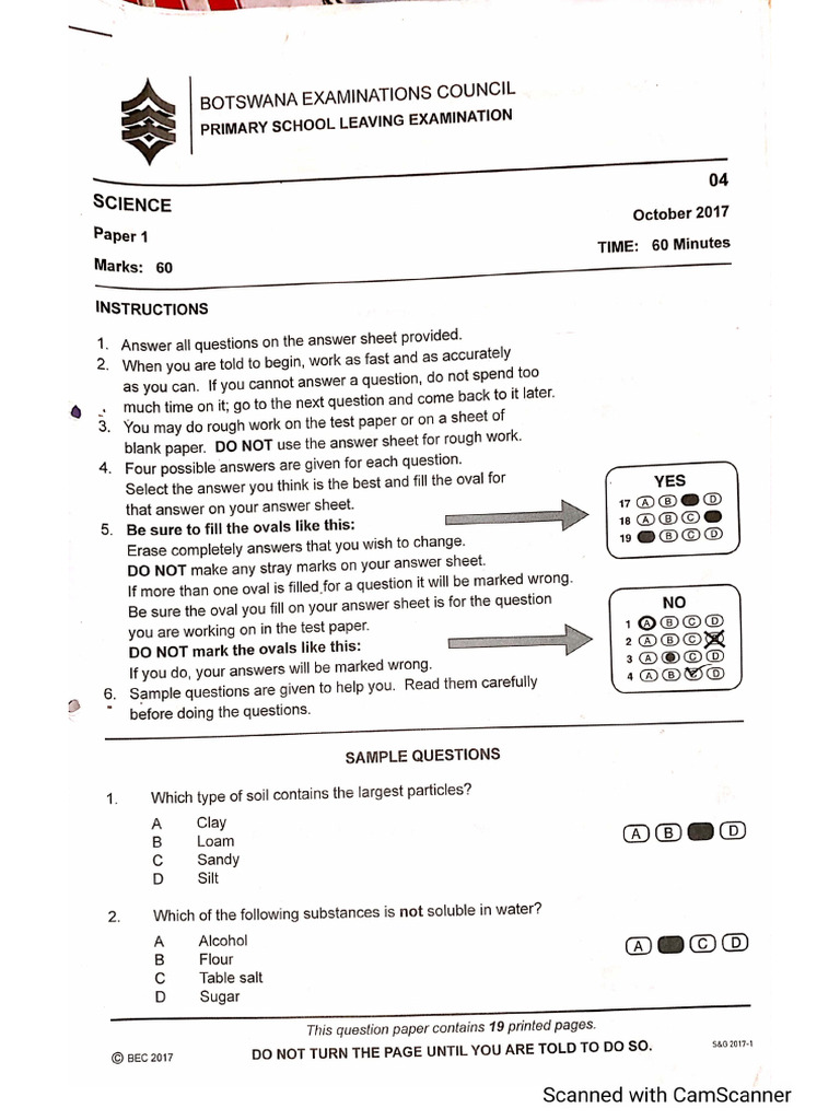 PSLE 2017 Science Marking Key | PDF